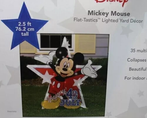 Mickey Mouse Flat-tastic Light Up 4th of July Yard Decor - 2.5 ft Stand ...