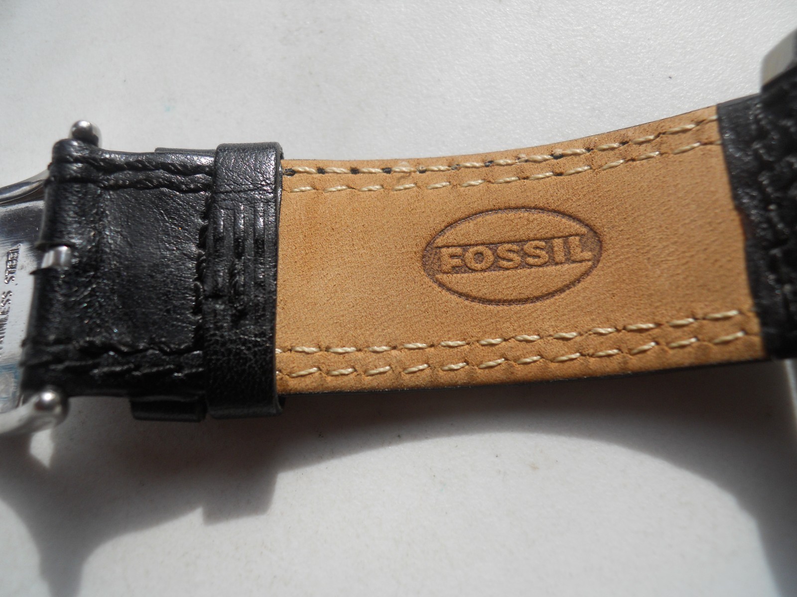 Fossil chronograph men's blk leather band.quartz Analog & battery watch ...