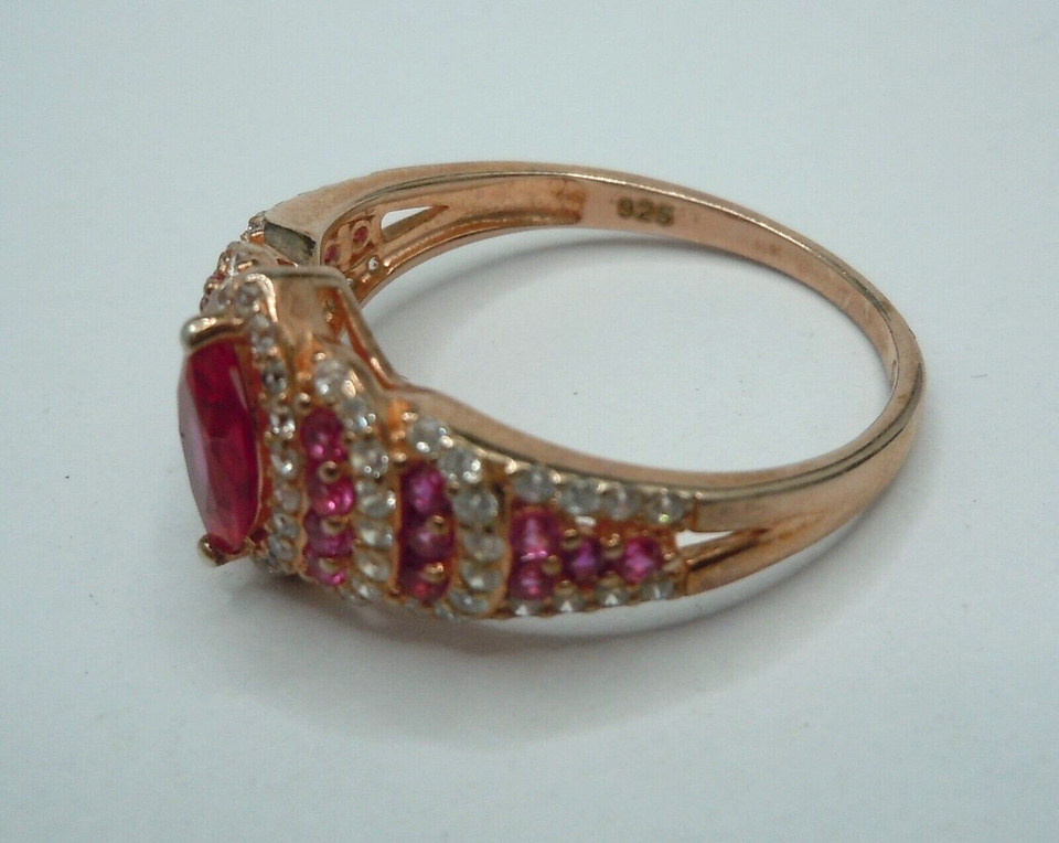 925 Sterling Gold over Silver STAUER Red Stone Ring Size 8.5 | eBay