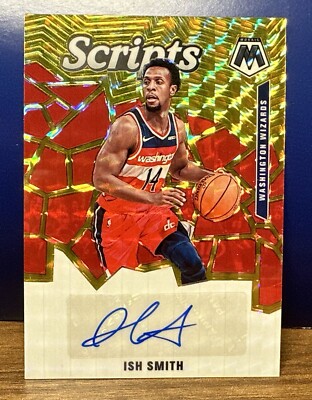 2019-2020 Mosaic Ish Smith Scripts Auto Gold /25 #SC-ISH Washington ...