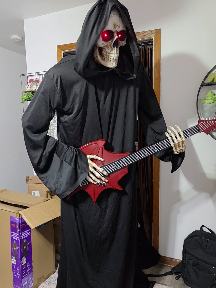 Haunted Living 6ft Animatronics Reaper with Guitar Halloween Prop ...