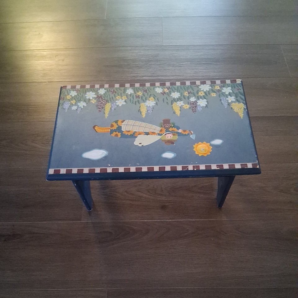 Hand-painted Wooden Step Stool Garden Stool Plant Stand for Indoor ...