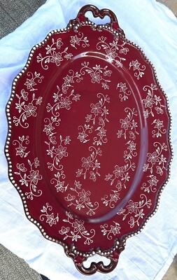 Temp-tations Presentable Ovenware Floral Lace Red Pattern Retired 18 X ...