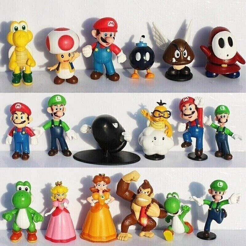 18 Pcs Super Mario mini Figure Cute Toys doll Action figures Collection ...