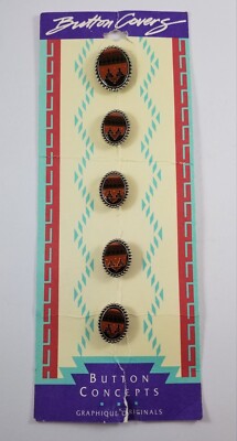Southwest Design Hand-Painted Button Covers Oval Silver Setting Set Of ...