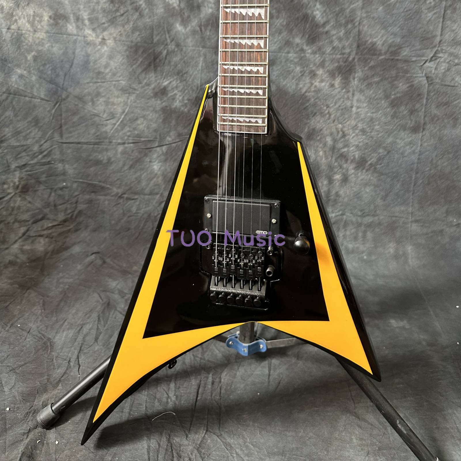 Black Alexi Laiho 600 Electric Guitar Solid Body Locking Tremolo Yellow ...