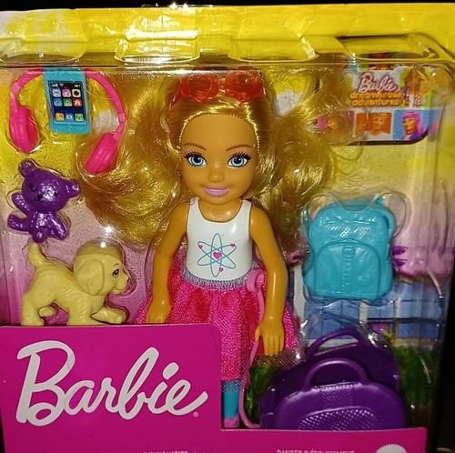 9 PC MATTEL Barbie Travel Chelsea Doll puppy teddy BEAR headphones ...