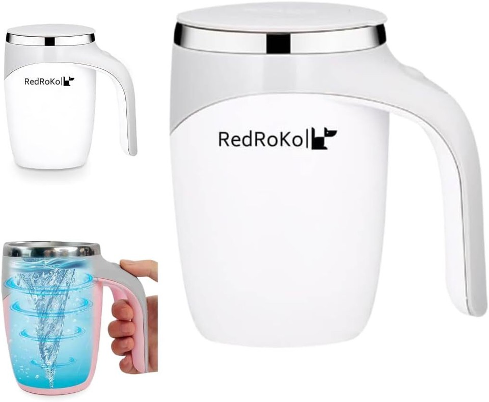 Self Stirring Mug with Lid - Automatic Magnetic Spinning Cup for Coffee ...