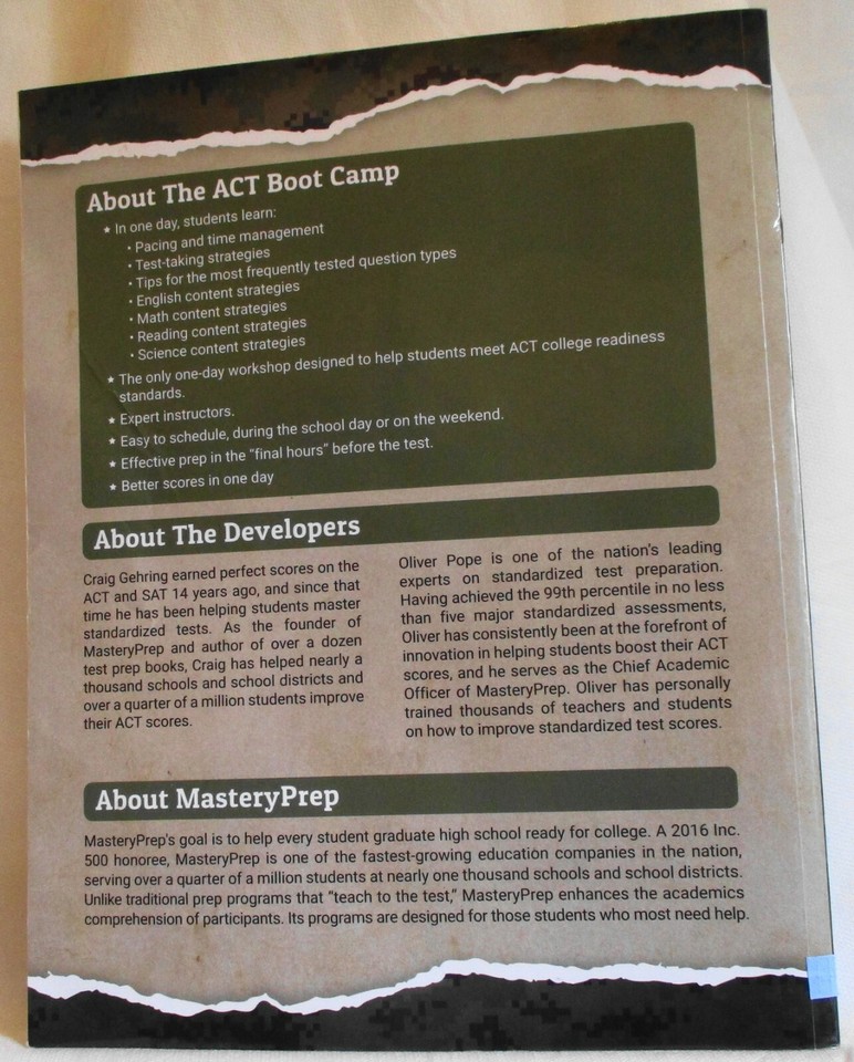 ACT Boot Camp Better Scores in One Day 2nd Edition 2016 PB (SKU# 3152 ...