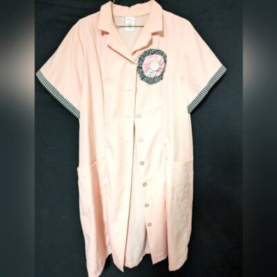 Vintage Pink Button-Up House Dress – Retro 1950s Diner Style Uniform | eBay