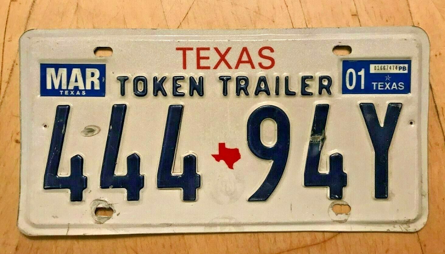 2001 TEXAS TOKEN TRAILER SEMI APPORTIONED PRORATE LICENSE PLATE " 444 ...