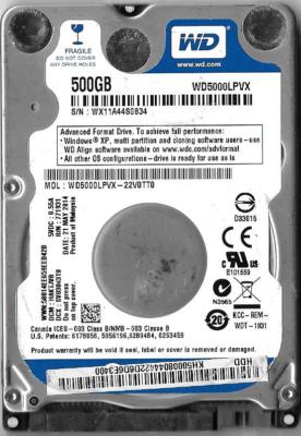 WESTERN DIGITAL WD5000LPVX-22V0TT0 500GB SATA HARD DRIVE DCM: HAKTJVB ...