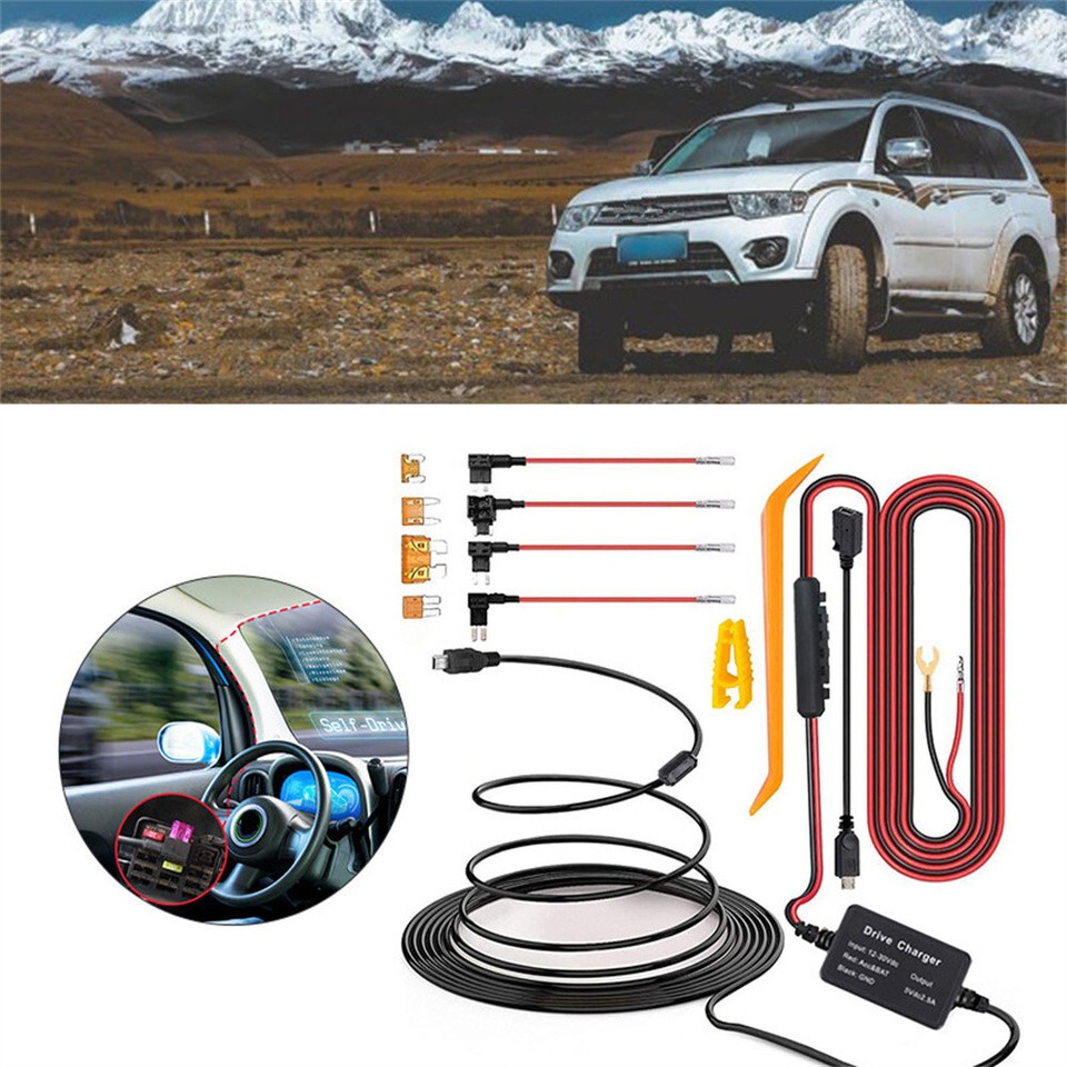Dash Camera Hardwire Kit Mini Micro USB Charge Hard Wire Cable Fuse for ...