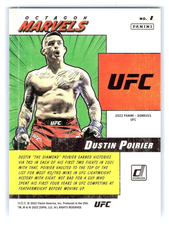 2022 Panini Donruss UFC #8 Dustin Poirier OCTAGON MARVELS Insert Card ...