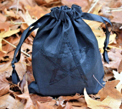 Black PENTAGRAM POUCH Quality Fabric Bag Drawstring Purse. Tarot, Mojo, Medicine | eBay
