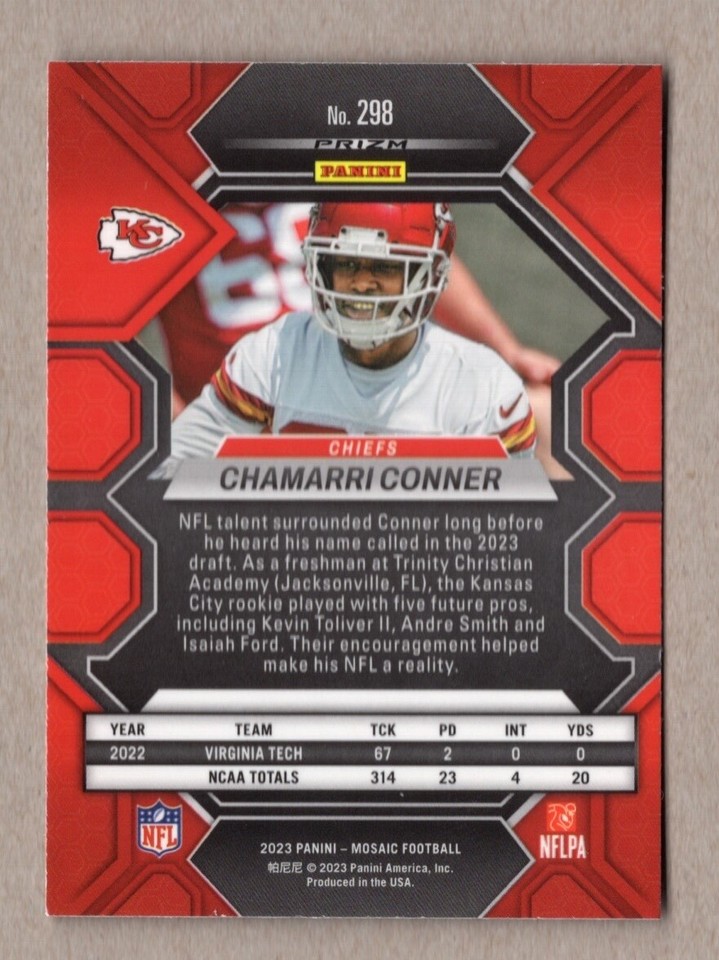 Chamarri Conner 2023 Mosaic Football #298 Kansas City Chiefs Rookie RC ...