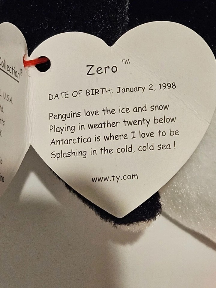 Ty Beanie Baby Zero the Penguin Christmas Hat Plush Stuffed Animal 1998 ...