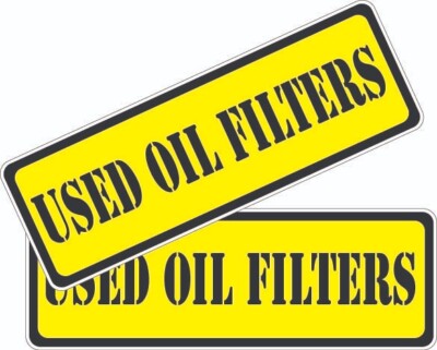 1 Pair (2) Used Oil Filters Container Decal Sticker 2.0" x 6.0" P957 | eBay