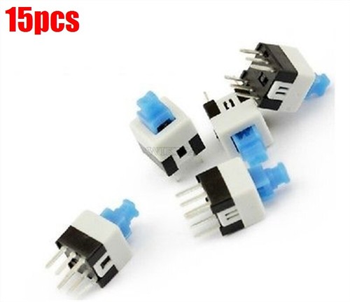 15Pcs Latching 7X7MM Tactile Push Button Mini Switch On-Off DIP-6PINS ...