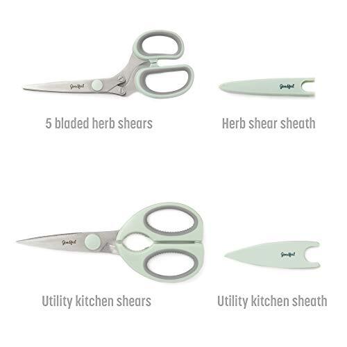 Utility Kitchen Shear and 5-Blade Herb Shear Set, Premium Stainless ...