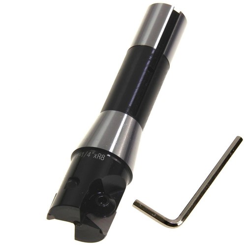 90 Degree 1-1/4'' x R8 Shank Indexable End Mill 2 TPG32 Inserts Milling ...