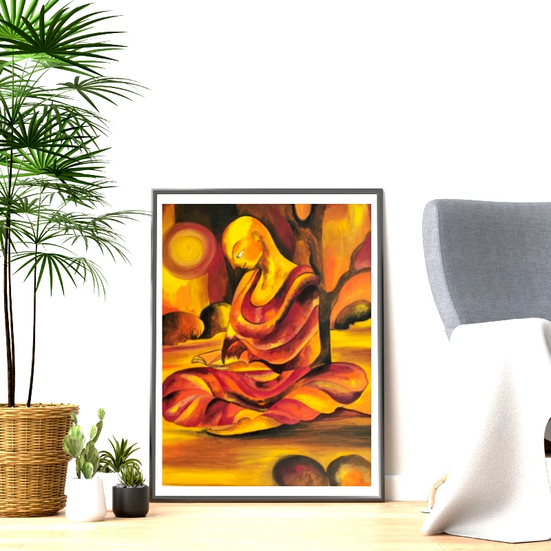 Buddhist Monk Meditating Art