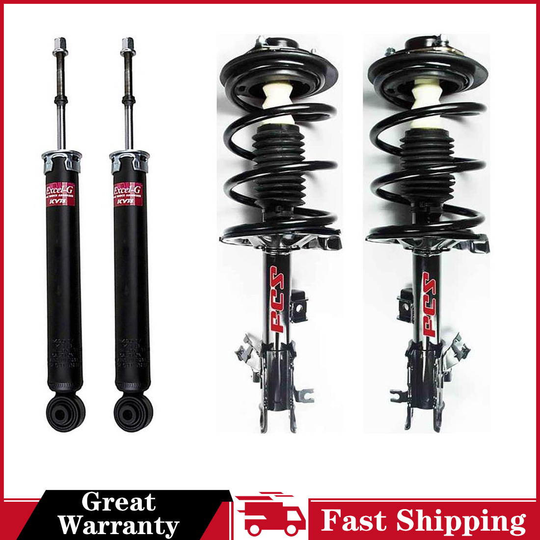 Front Complete Strut & Rear Shocks Set 4x FCS KYB For INFINITI FX35 New ...