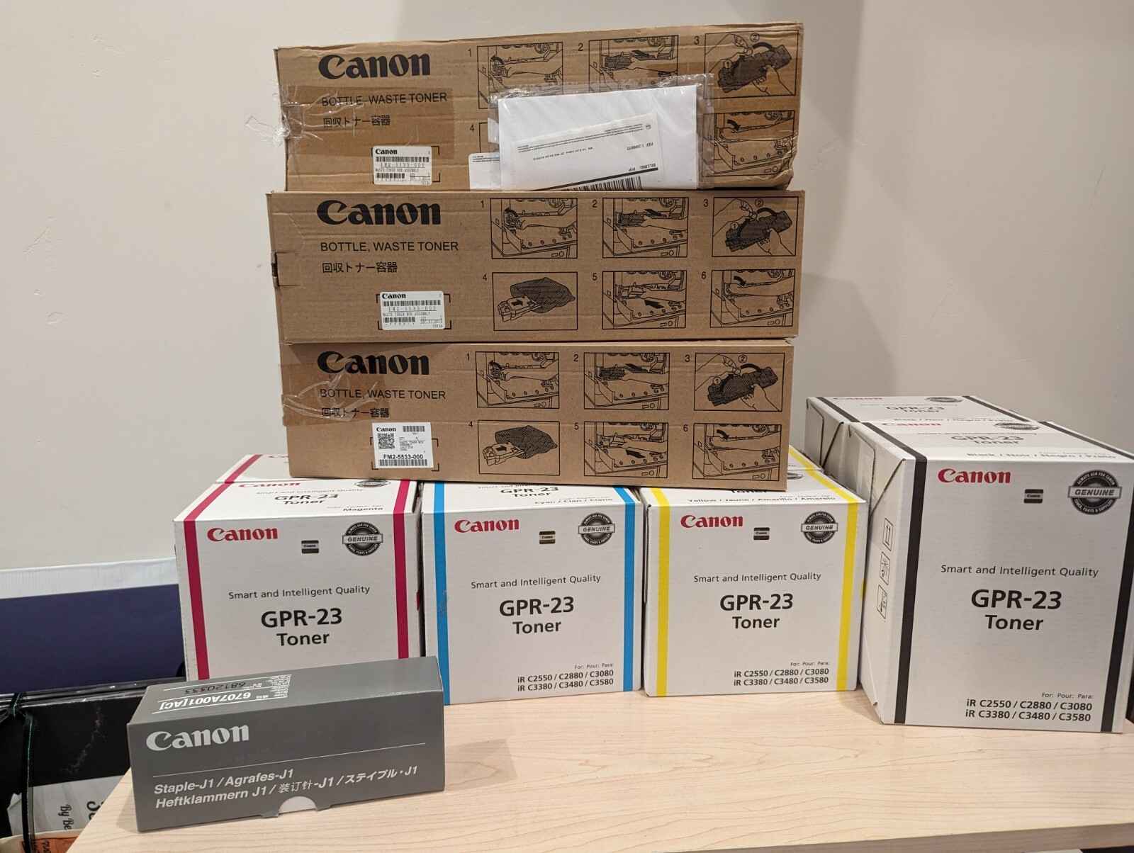 Genuine Canon GPR-23 Toner Set 2 Black, 2 Cyan & 2Yellow &3 Waste Toner ...