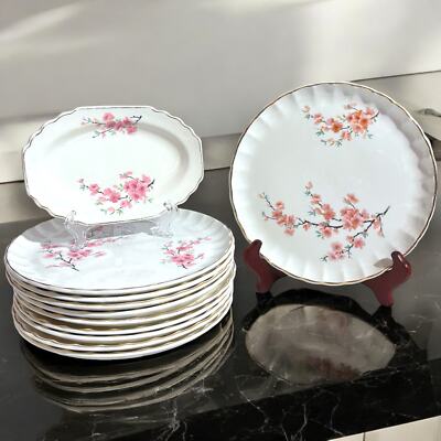Vintage W.S. George China 22 Carat Gold Painted Plate Set- Bolero Peach ...