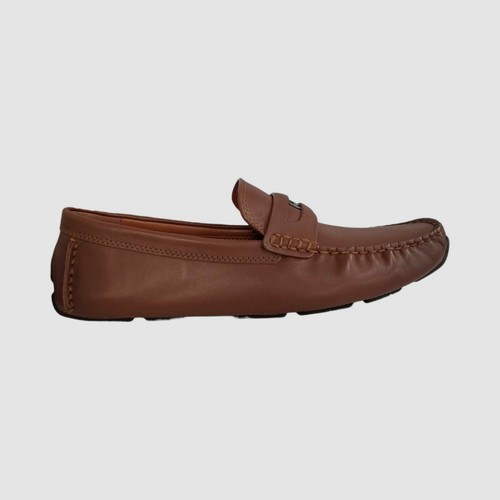 Coach Men Brown Leather C Coin Slip-on Moc-Toe Driver Loafers Shoes ...