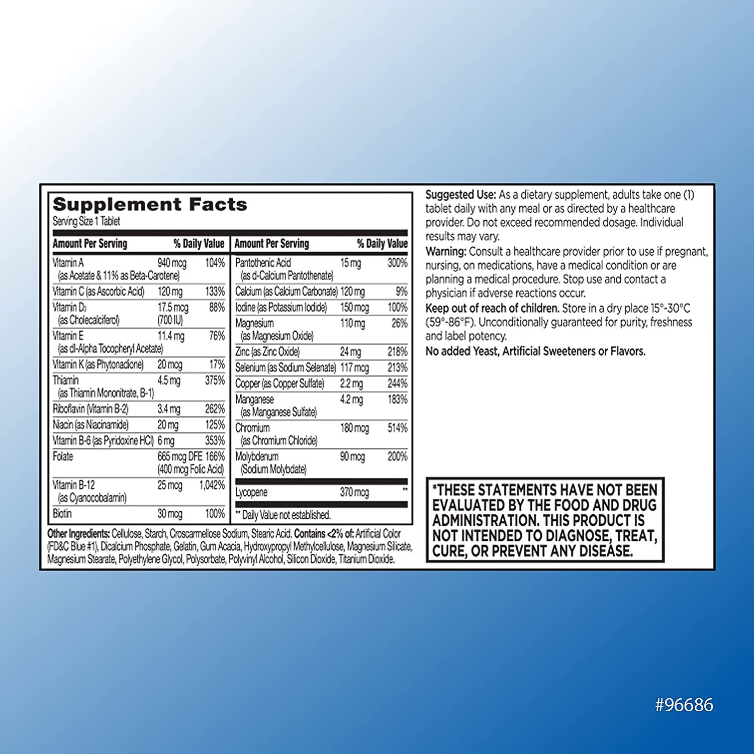 Quality Choice One Daily Men's 50+ Multivitamin Tablets, 60 Count ...