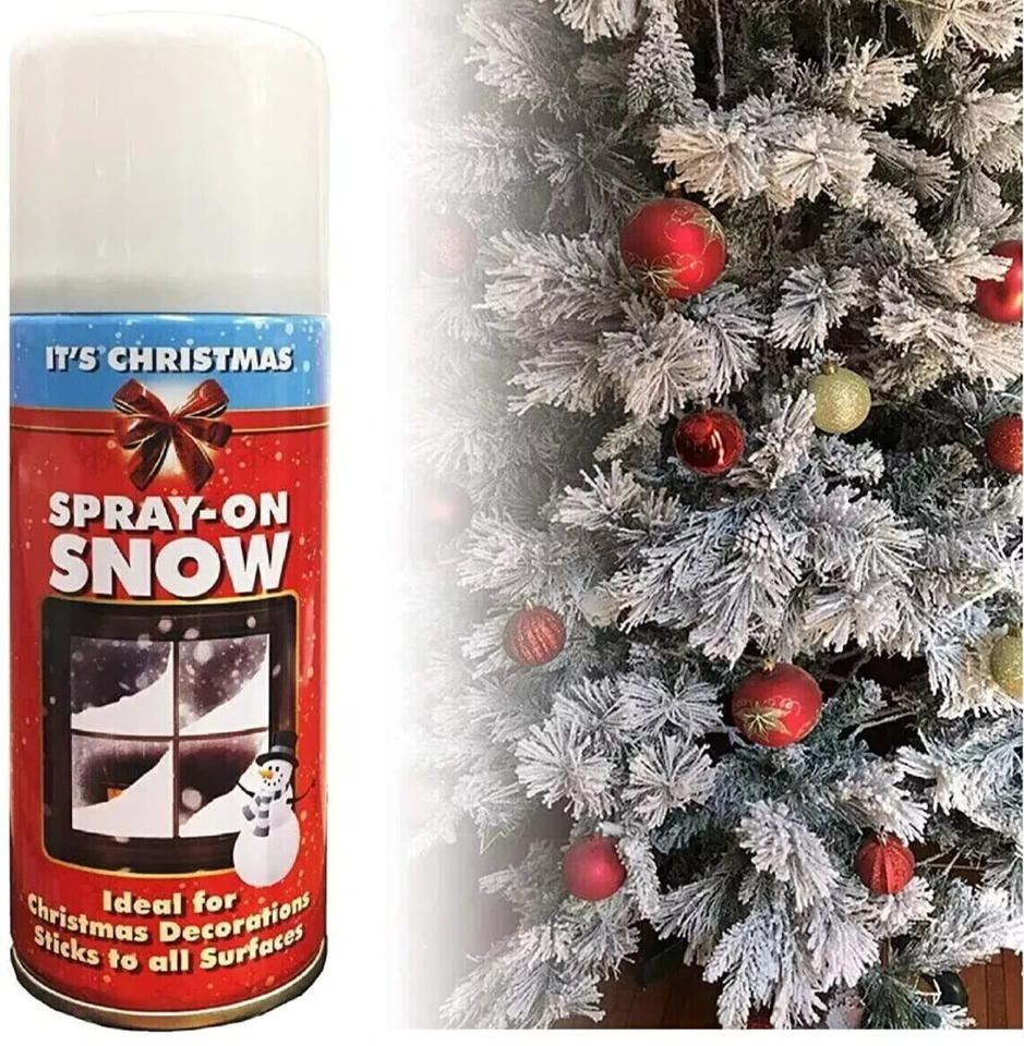 2 x FAKE SNOW SPRAY CHRISTMAS DECORATION ARTIFICIAL XMAS TREE SPRAY ...