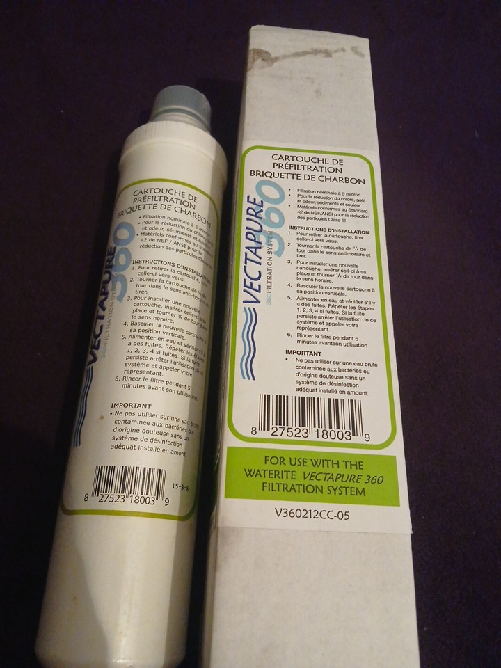 Vectapure 360 Carbon Block Pre-filter Cartrige V360212CC-05 (OPENED BOX ...