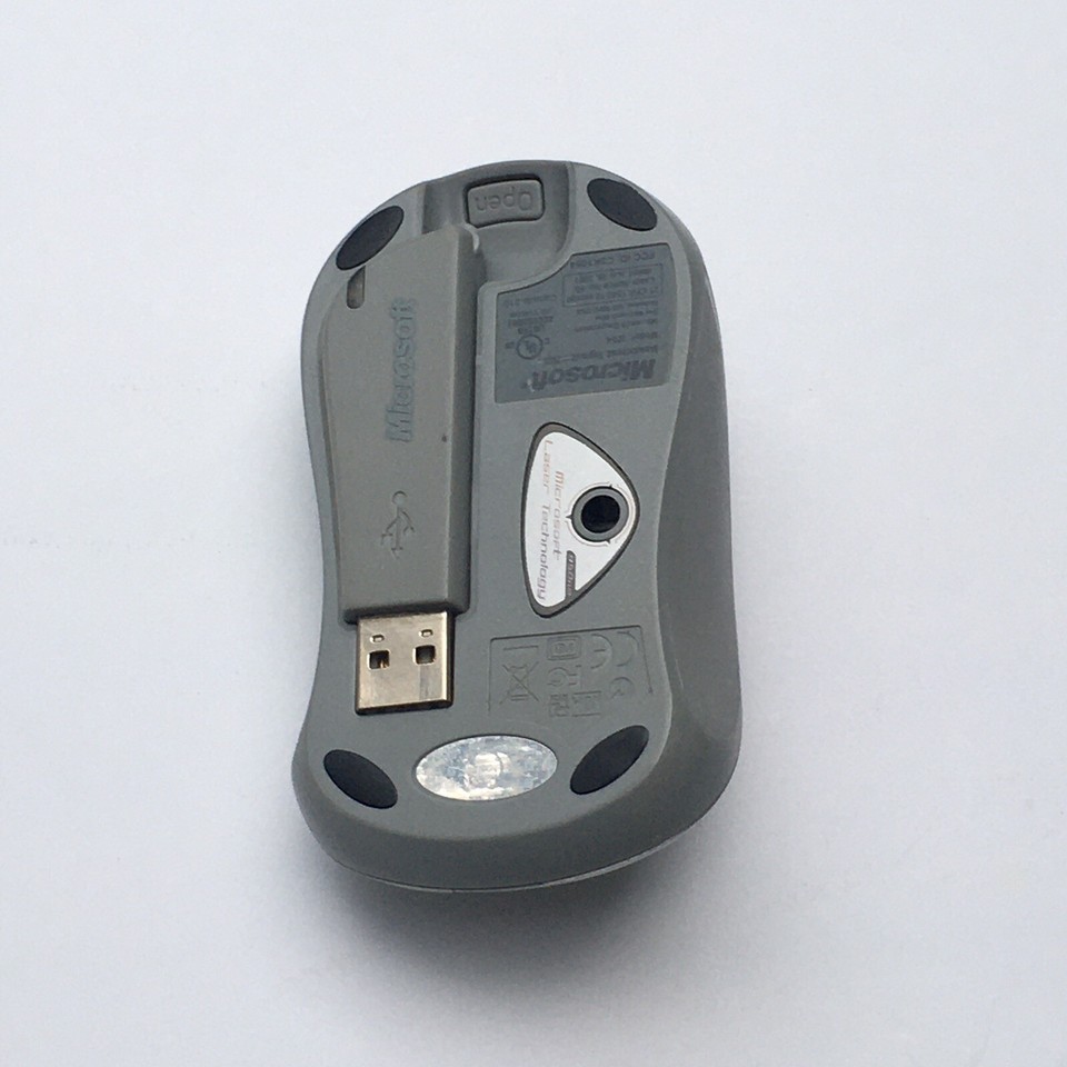 Microsoft Wireless Notebook Laser Mouse 6000 Model 1054 Silver with USB ...