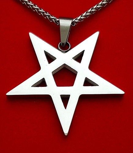 Pentagram Silver Flat - goth punk occult witchcraft ritual pendant ...