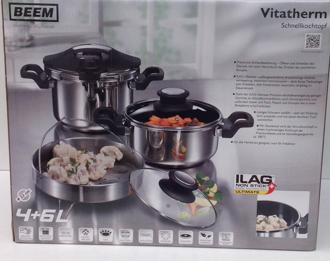 Beem Schnellkochtopf Set 4 6 Liter Antihaftversiegelung Induktion ...