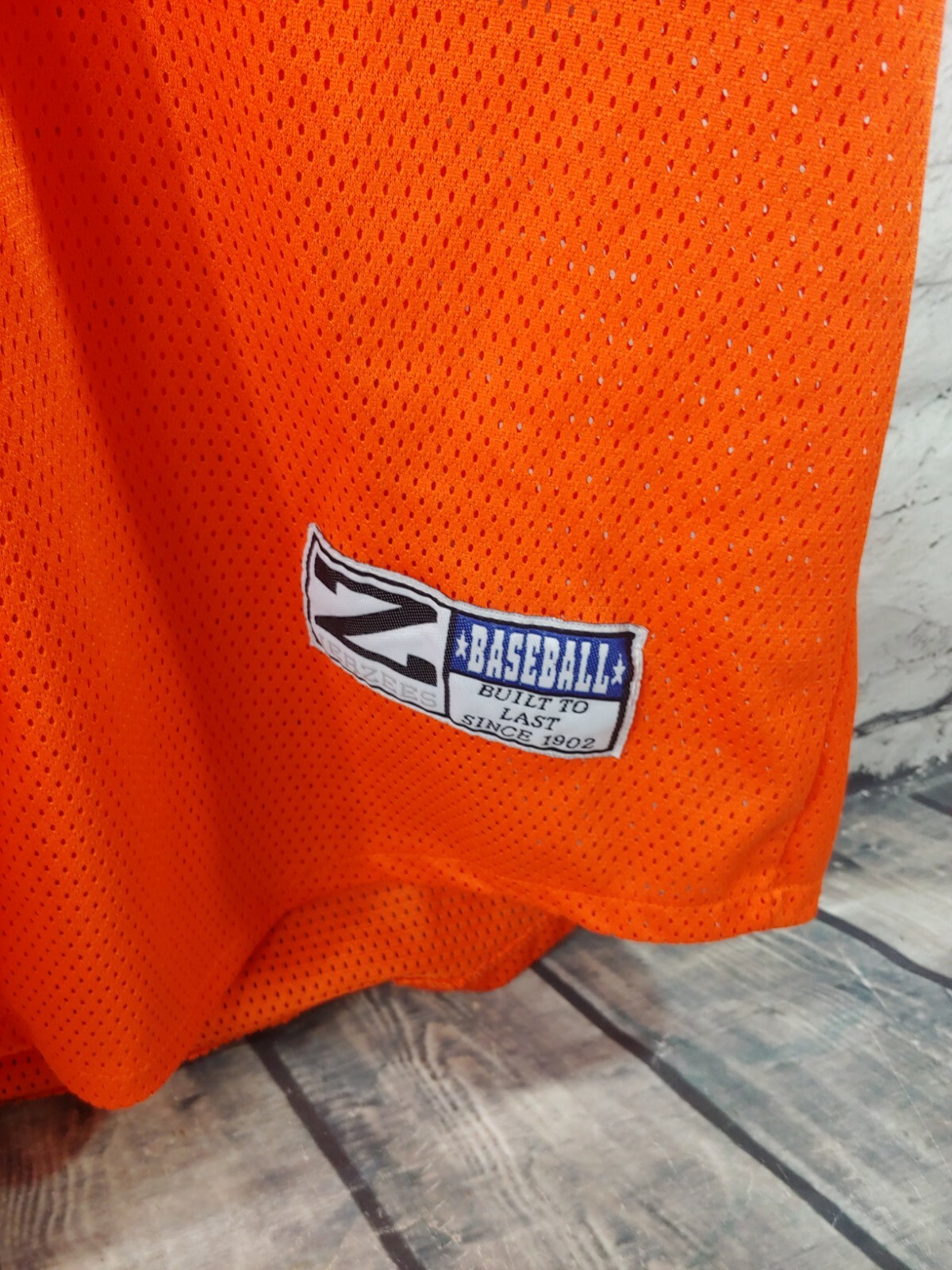 Jerzees Mesh Baseball Jersey Orange #8 Button Up Short Sleeve Shirt Men ...