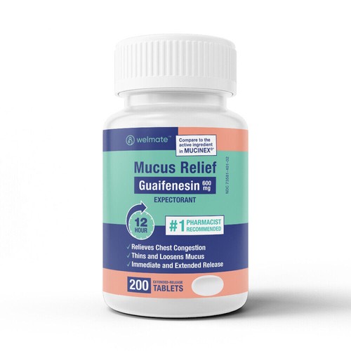 Mucus Relief | Guaifenesin 600mg 12 Hour | 200 Count Extended-Release ...