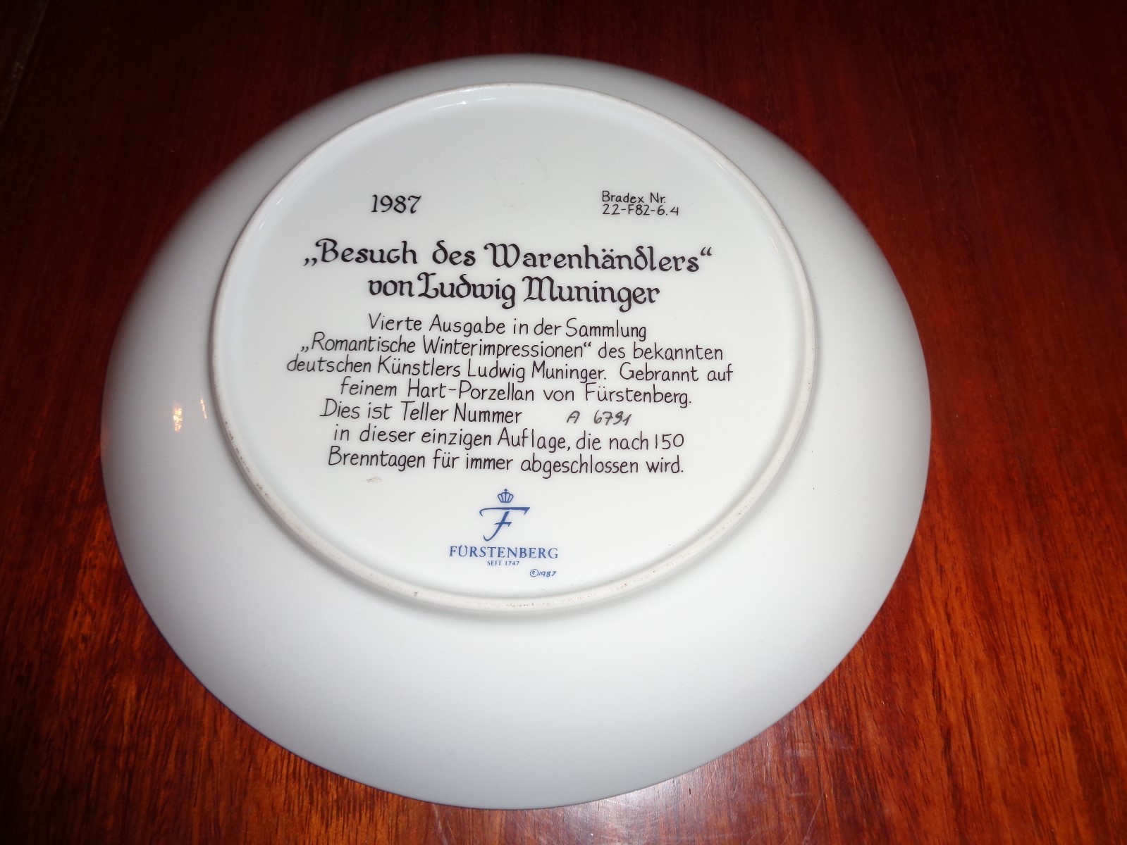 Furstenberg Collectors Plate BESUGH DES WARENHANDLERS VONLUDWIG ...