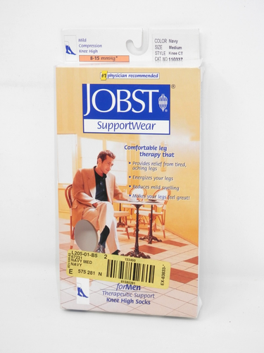 Jobst Men 8-15 mmHg Mild Compression Knee High Socks MEDIUM Navy Blue ...