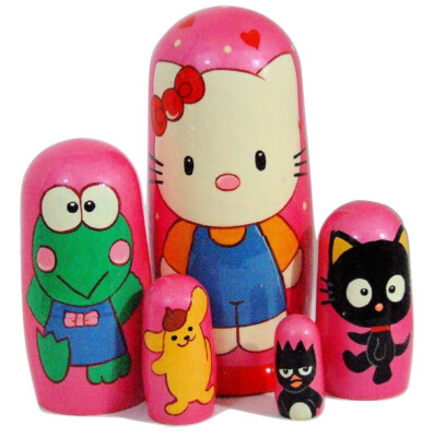 5pcs Hand Painted Russian Nesting Doll of Hello Kitty Characters Large ...