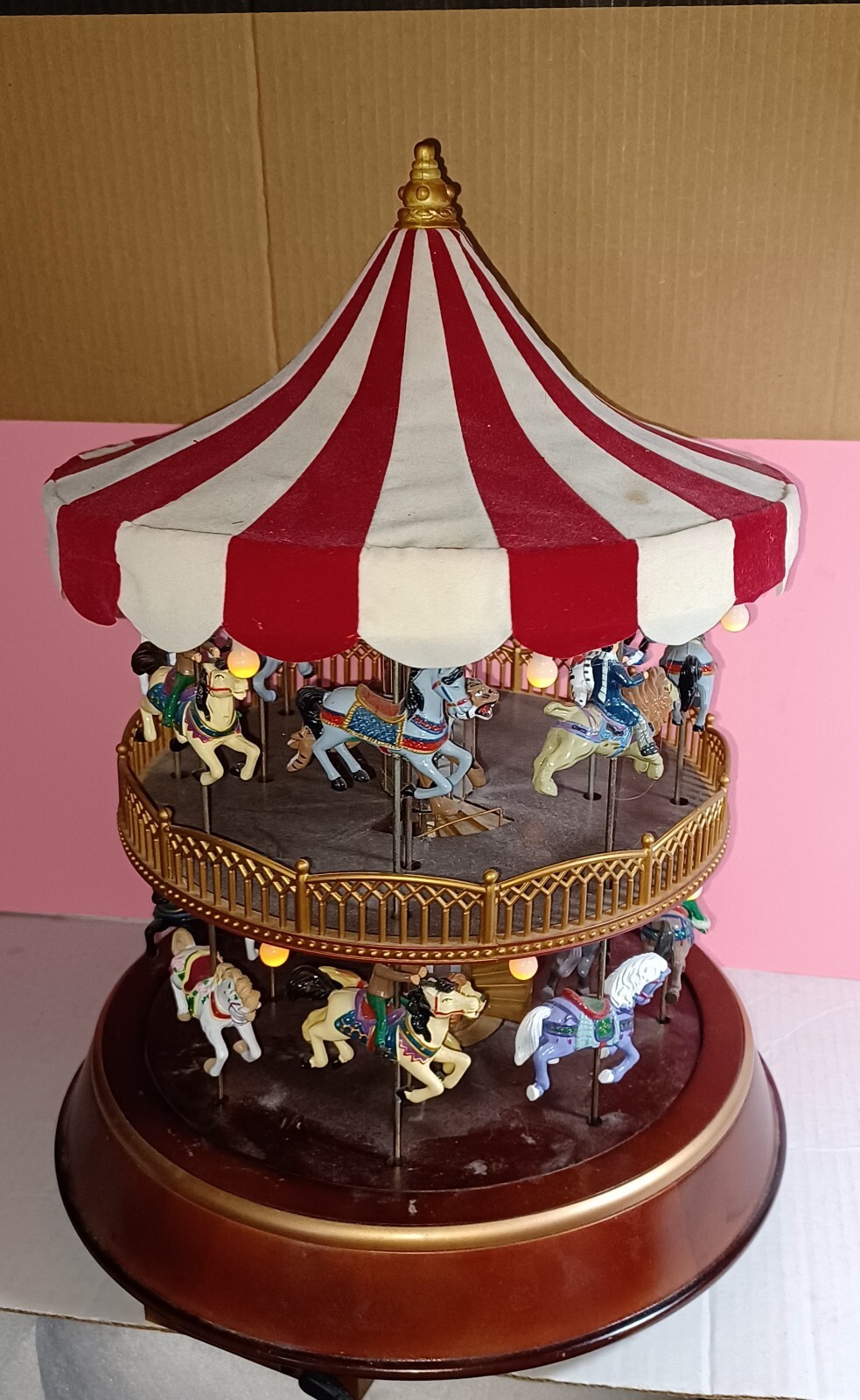 Lg Mr. Christmas Double Decker Carousel Light Up, Musical, Year Round ...