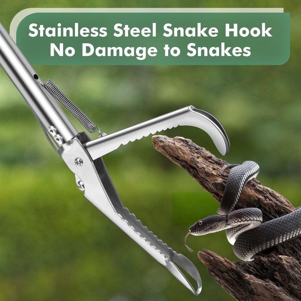60" Stainless Steel Snake Tong - Foldable Snake Grabber Tool, Sponge ...
