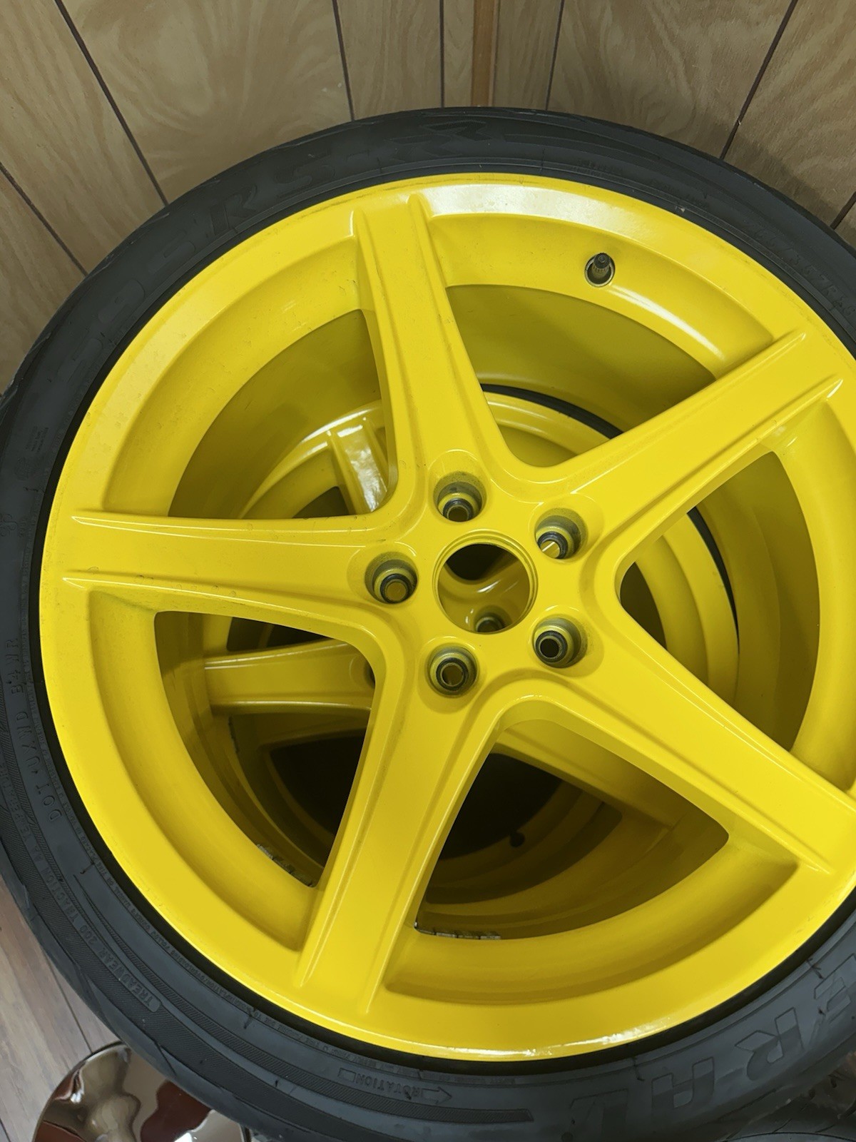 18" Gloss Yellow Saleen style Wheels staggered 18x9 18x10 5x114.3 ...
