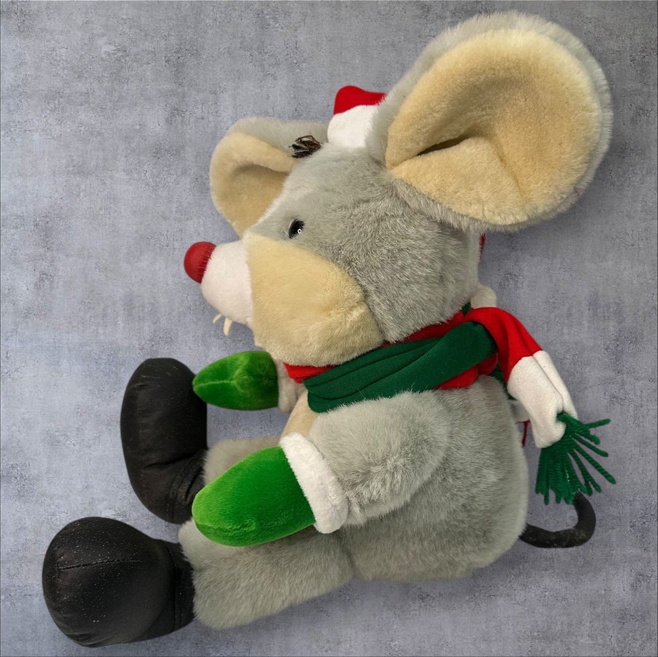 Vintage Chosun Gray Plush Mouse Stuffed Animal Toy Holiday Christmas ...