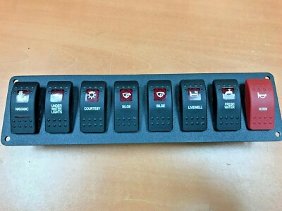 SWITCH PANEL MARINE BOAT CARLING V1D1 8 SWITCHES WIRED PSC-81-BK ...