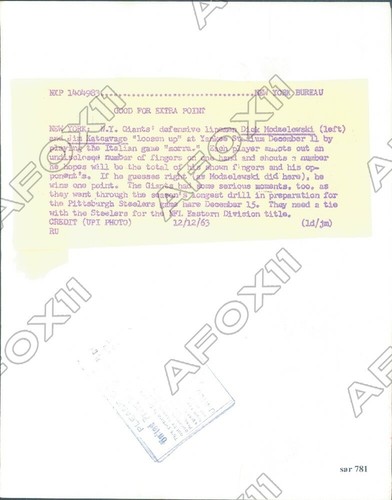 1963 New York Giants Dick Modzelewski & Jim Katcavage At Practice Press ...