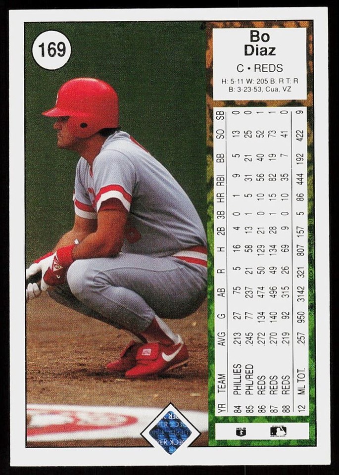 1989 Upper Deck Bo Diaz Cincinnati Reds #169 | eBay