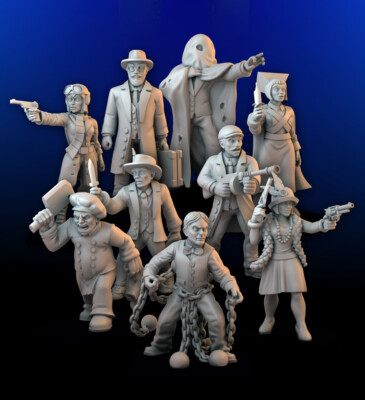 Call of Cthulhu - Investigators - 3D printed 32mm & 28mm Pulp/Horror ...