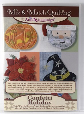 Anita Goodesign EMBROIDERY DESIGNS CD Mix & Match Quilting CONFETTI ...